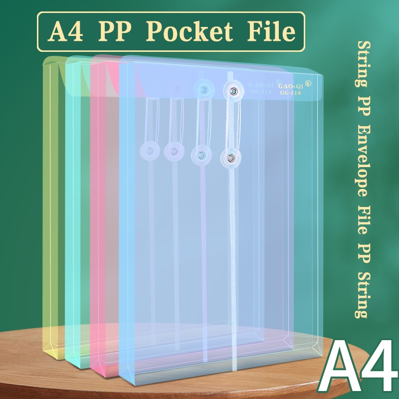 A4 PP Pocket File with String PP Envelope File PP String / Document ...
