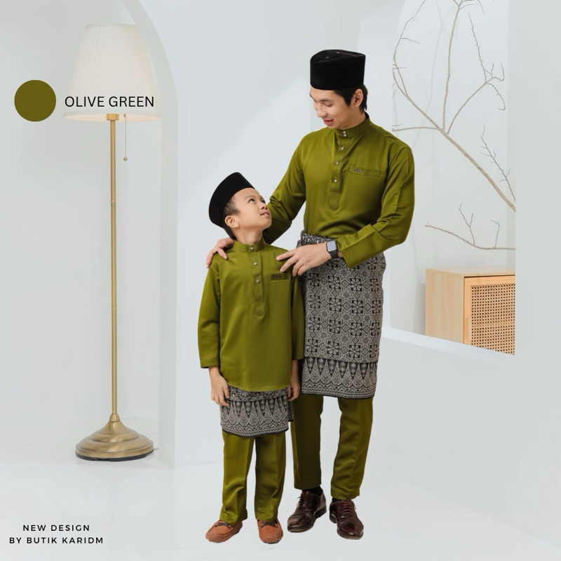 [ OLIVE GREEN ] BAJU MELAYU SLIMFIT MODERN / BAJU MELAYI SLIMFIT RAYA ...