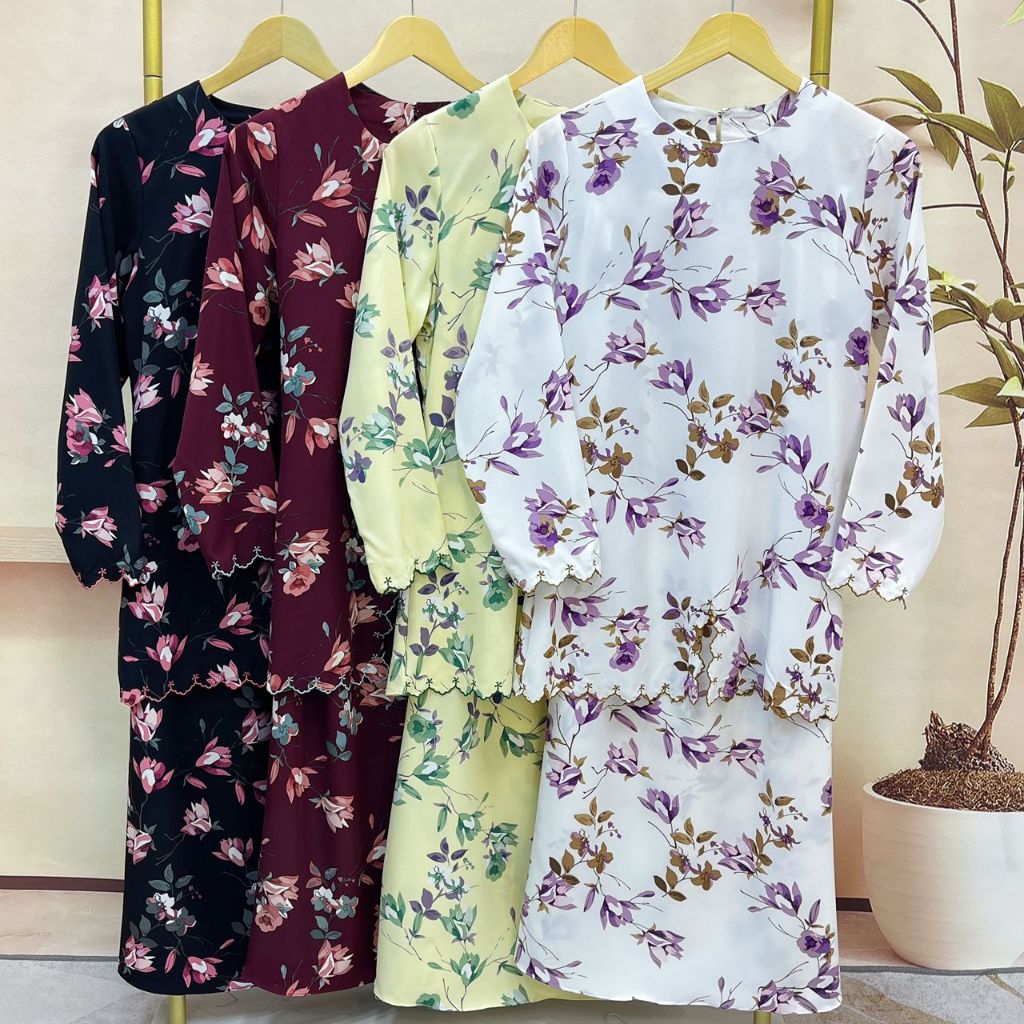 [Nayla.z]Size36-52(S-6XL) Set Baju Kurung Design Sulam Sedondon Dewasa ...
