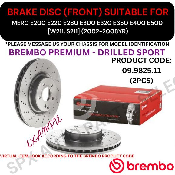 BREMBO GENUINE DISC BRAKE ROTOR (FRONT) FOR MERC E200 E220 E280 E300 E320 E350 E400 E500 [W211 ...