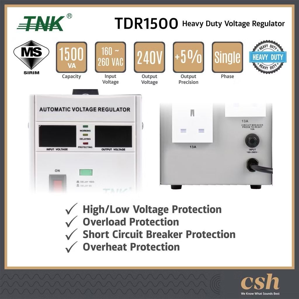 TNK TDR1500 1500VA AVR Automatic Voltage Regulator Voltage Stabilizer ...