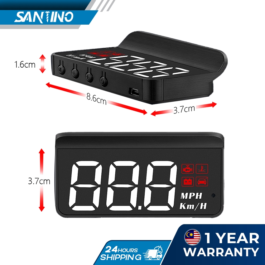 M3 Auto HUD OBD2 Head Up Display Projection on Glass Car Speed Windshield Projector Speedometer ...