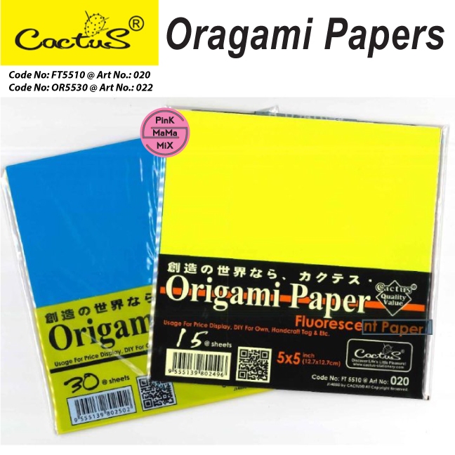 Cactus Oragami Papers 020 (Flourescent Paper-15sheets) / 022 (Colour ...