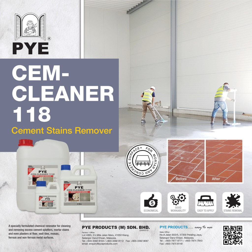 PYE CEM-CLEANER Cement Stains Remover Tile Cleaner 1L | Shopee Malaysia