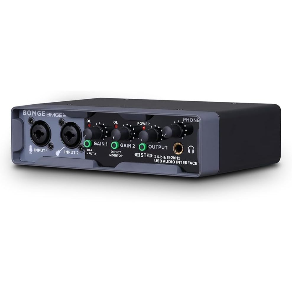 BOMGE BMG22 USB Audio Interface(24 bit/192 kHz) with XLR,phantom power ...