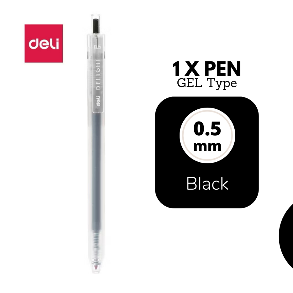 DELI Gel Pen - Black 0.5mm Smooth Writing Bright Colours Gradient (1pcs ...
