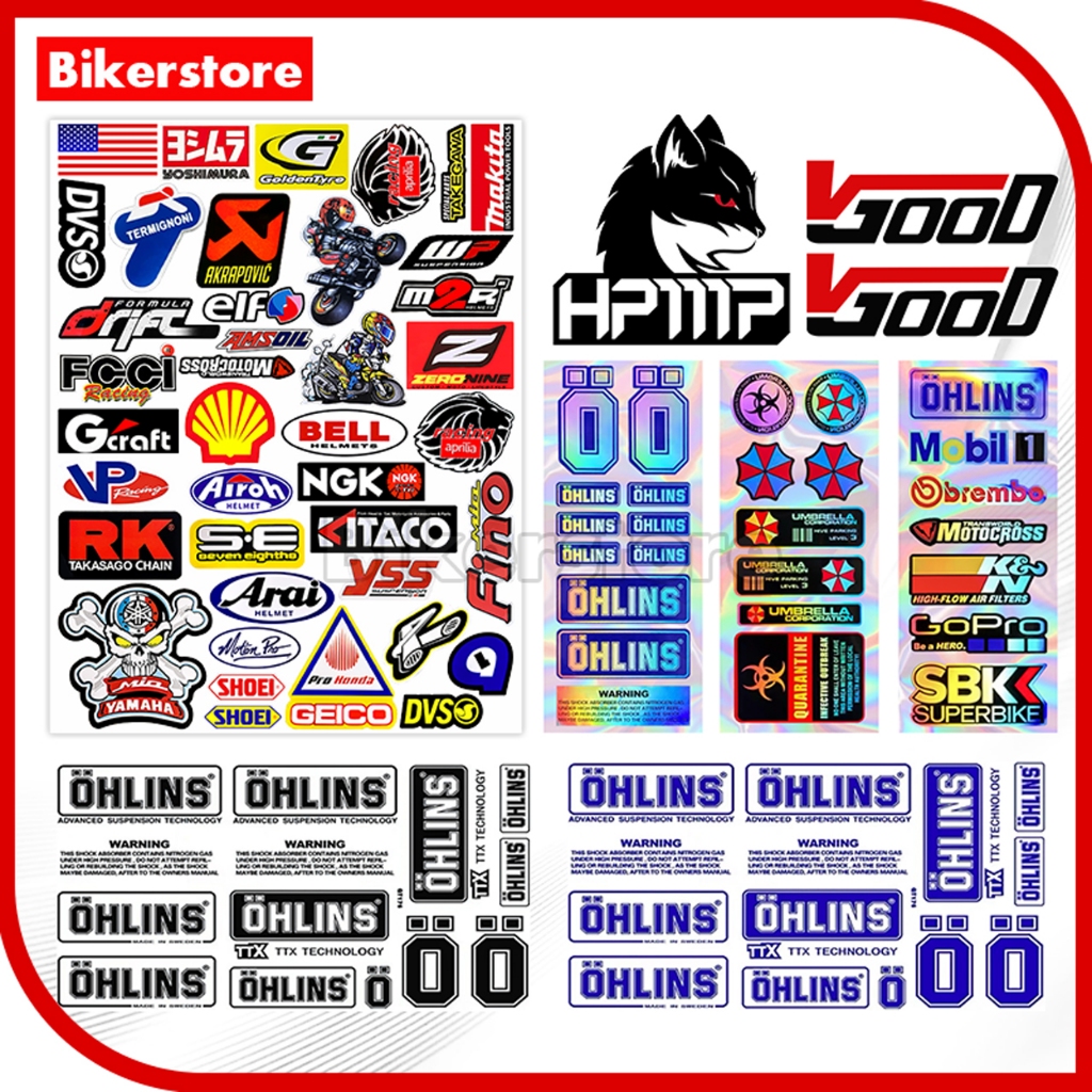 Reflective Stickers DIY Body Sticker Waterproof Decals Set Ohlins ...