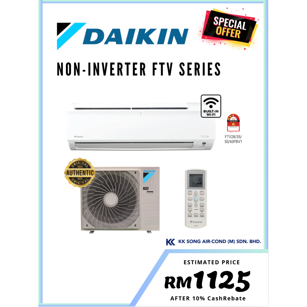 Daikin R32 Air Conditioner Non Inverter with Smart Control Daikin Wall ...