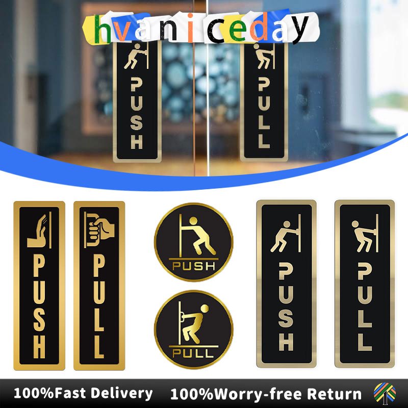 1Pair 3D Hollow Push Pull Sign UV Print Acrylic Tolak Tarik Modern Door ...