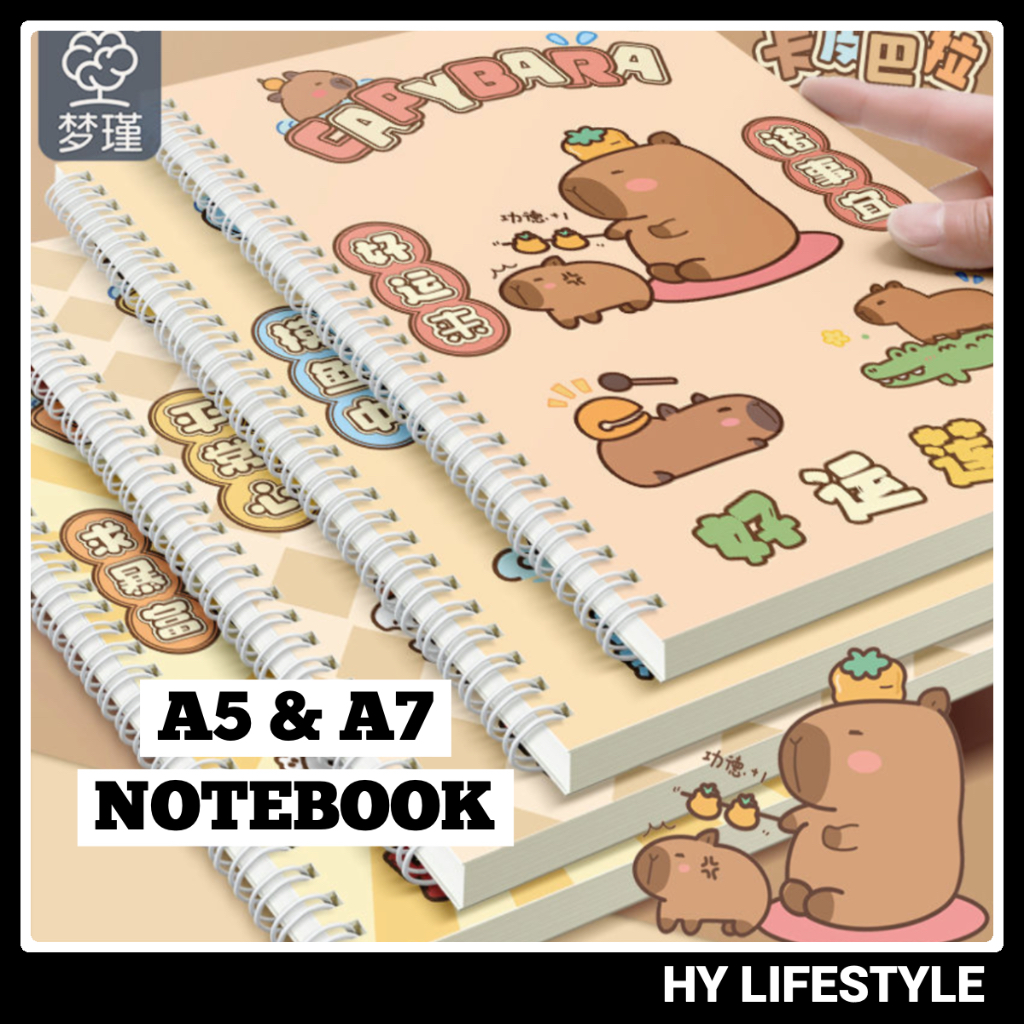 [HY] Capybara A5 A7 Ring Notebook Diary Book Journal Book Single Line Student 线圈本笔记本 Buku Tulis ...