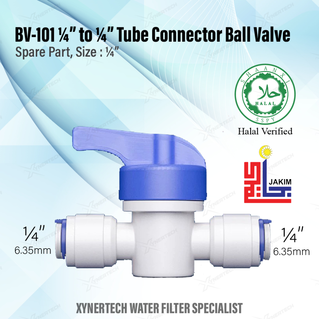 BV-101 Tube Connector Ball Valve with Halal Certificate 1/4" to 1/4" Tube Size | Shopee Malaysia