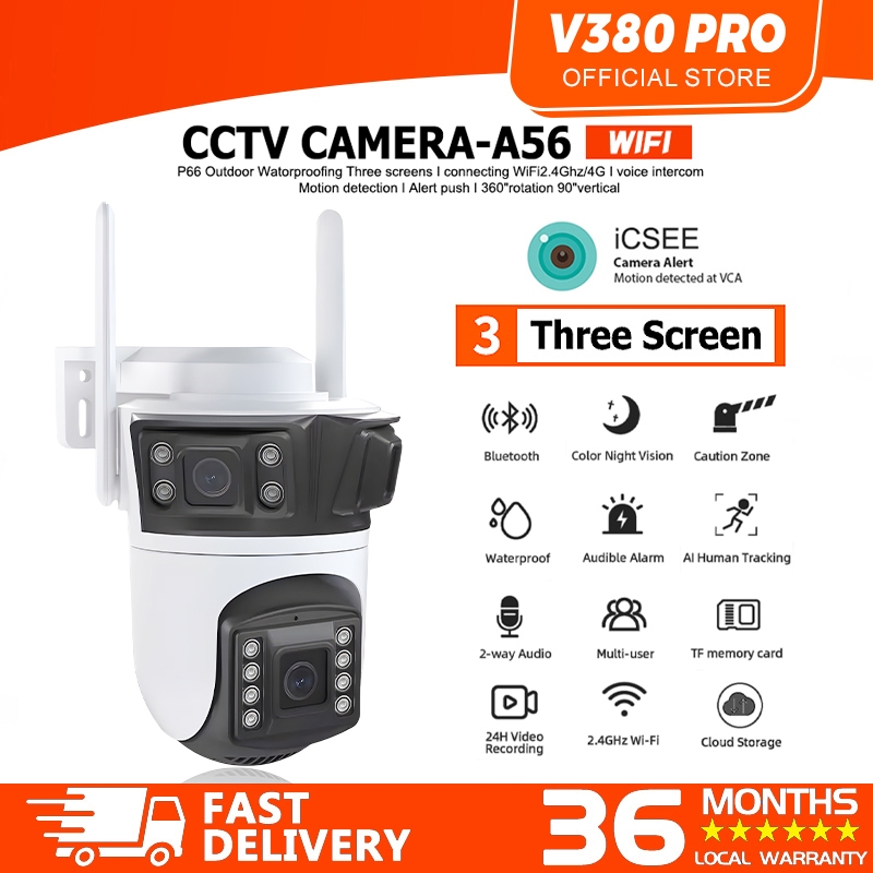V380 Pro CCTV Camera 9MP Three lenses wireless wifi CCTV Full Color ...