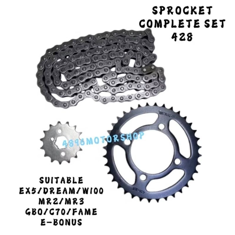 SPROCKET SET 428 HONDA EX5 / DREAM / WAVE100 / C70 / GBO / MR2 / MR3 ...