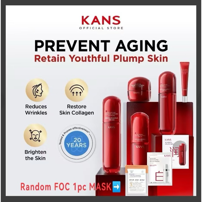 KANS韩束红蛮腰多肽胶原水乳补水保湿抗皱五件套Red Waist Peptide Collagen Skin Care Set Lotion ...