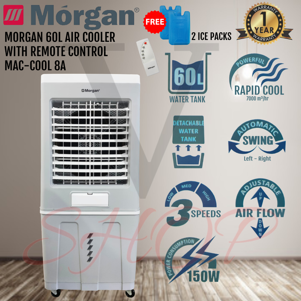 MORGAN 60L AIR COOLER WITH REMOTE CONTROL MAC-COOL 8A || SHARP 20L ...
