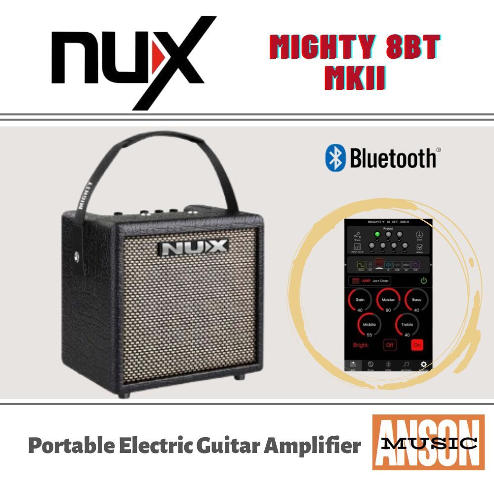 NUX Mighty 8BT MKII 8-watt Portable Electric Guitar Amplifier with ...