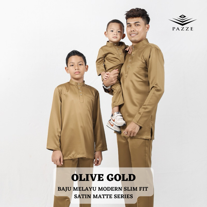 RAYA 2025 PREMIUM OLIVE GOLD BAJU MELAYU SLIMFIT | READY STOCK | BAJU ...