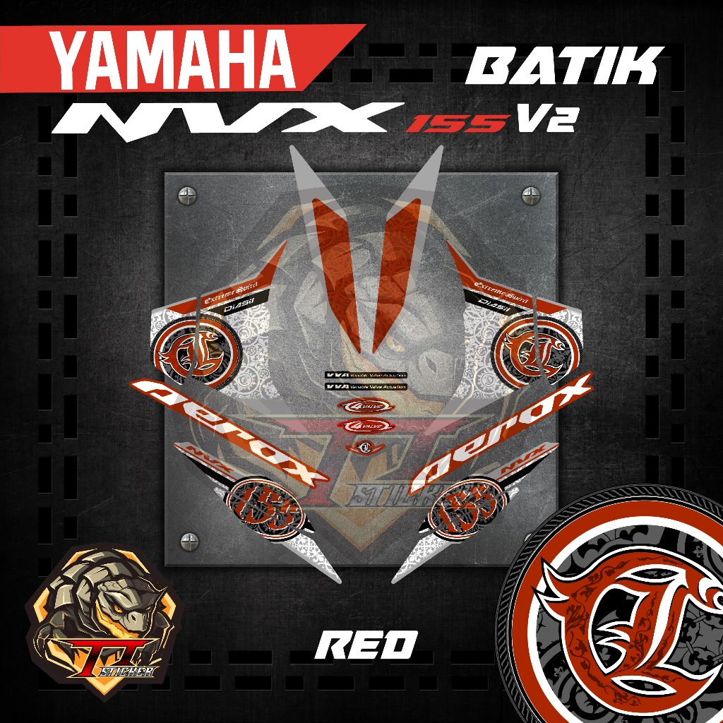 YAMAHA AEROX/NVX 155 V2 BATIK EDITION DESIGN CUSTOM BODY STICKER STRIPE ...