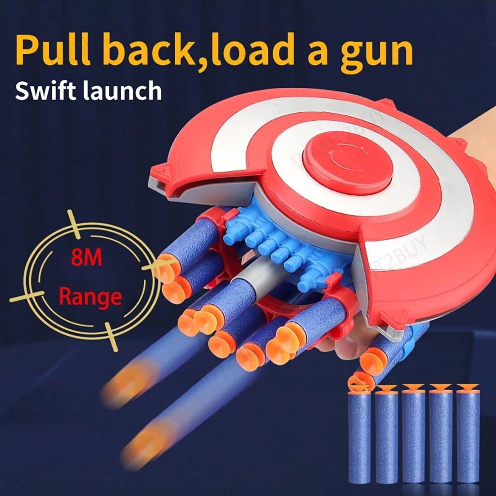 Shield Launcher Spiderman Captain America Soft Bullet Blaster Dart ...