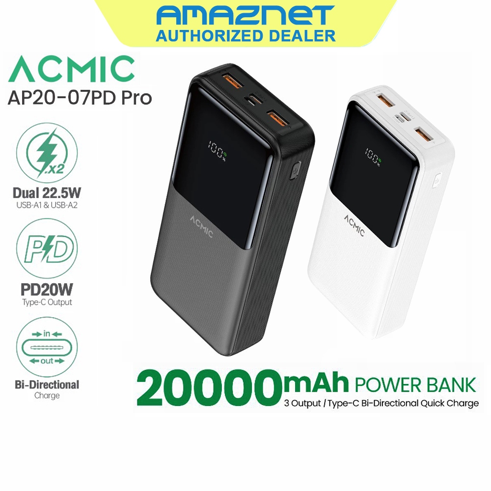 ACMIC AP20-07PD PRO 20000mAh Powerbank Fast Charging PD20W Type-C Power ...
