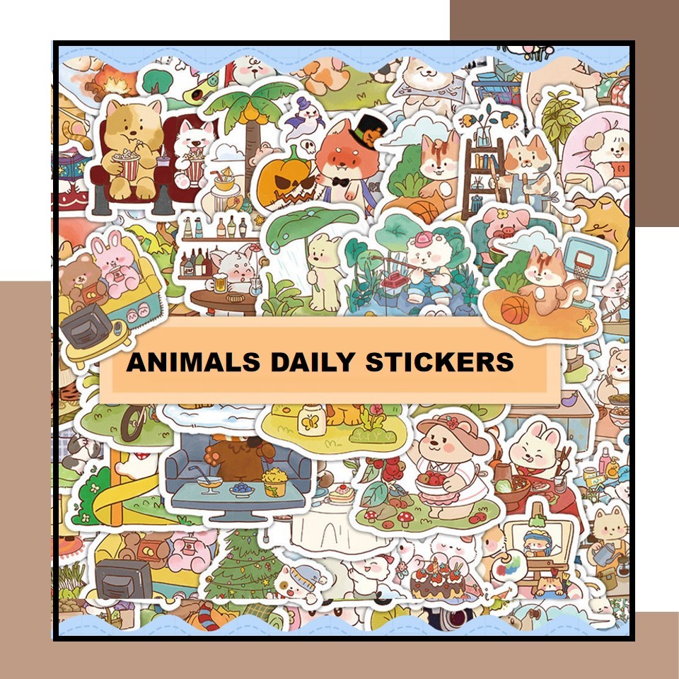 60pcs Cute Animals Daily Sticker (B) | Shopee Malaysia