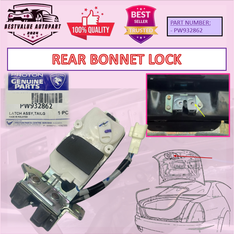 PROTON IRIZ SUPRIMA LOCK BONNET REAR BOOT LOCK WITH ACTUATOR LOCKING ...