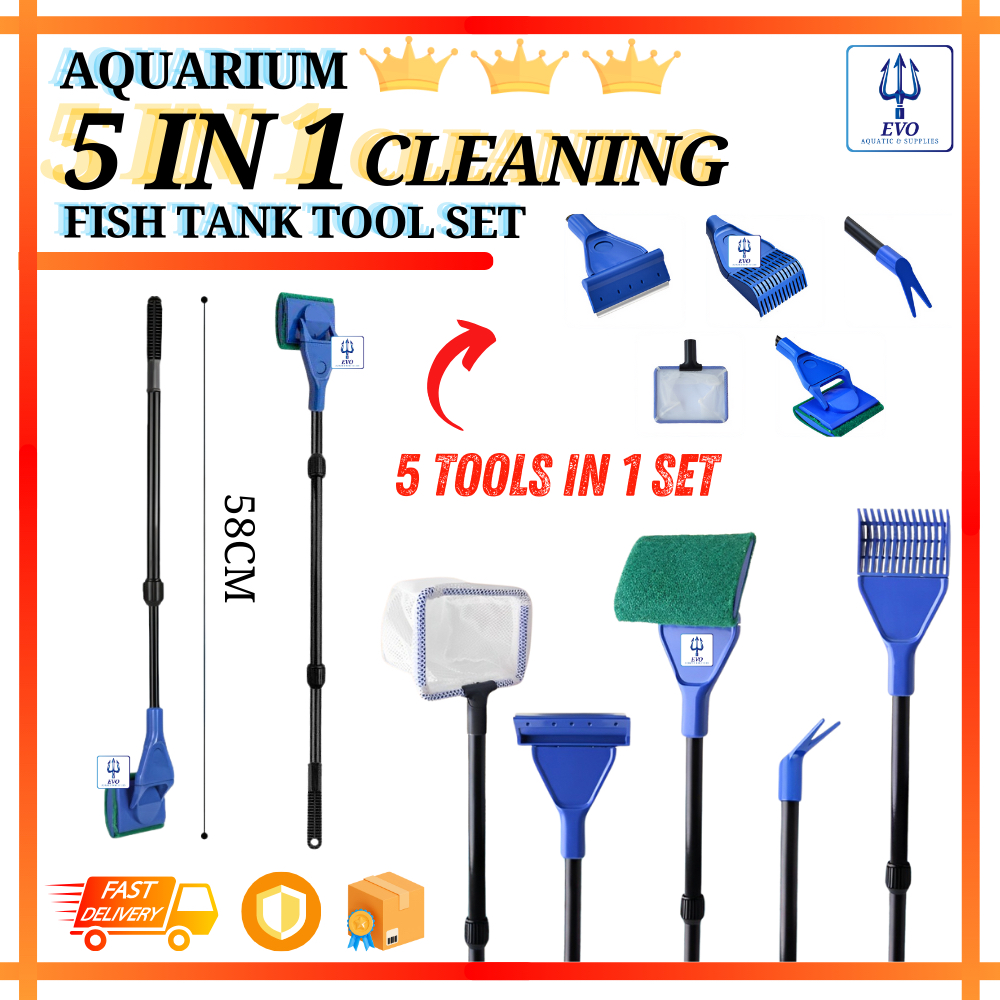 🔥READY STOCK🔥 Aquarium 5 IN 1 Cleaning Tools Set Multifunction Cleaning ...