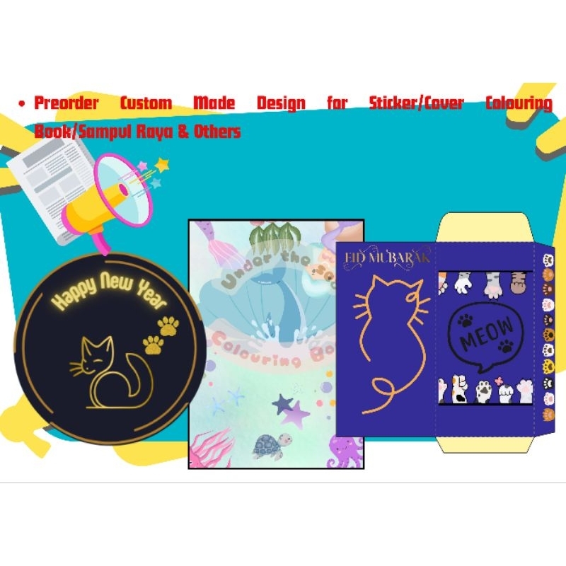CUSTOM MADE DESIGN FOR STICKER/COVER COLOURING BOOK/SAMPUL RAYA ...