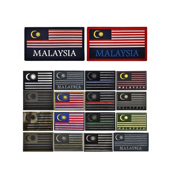 PH001 Malaysia Flag Embroidery Velcro/PVC Soft Rubber Morale Patch ...