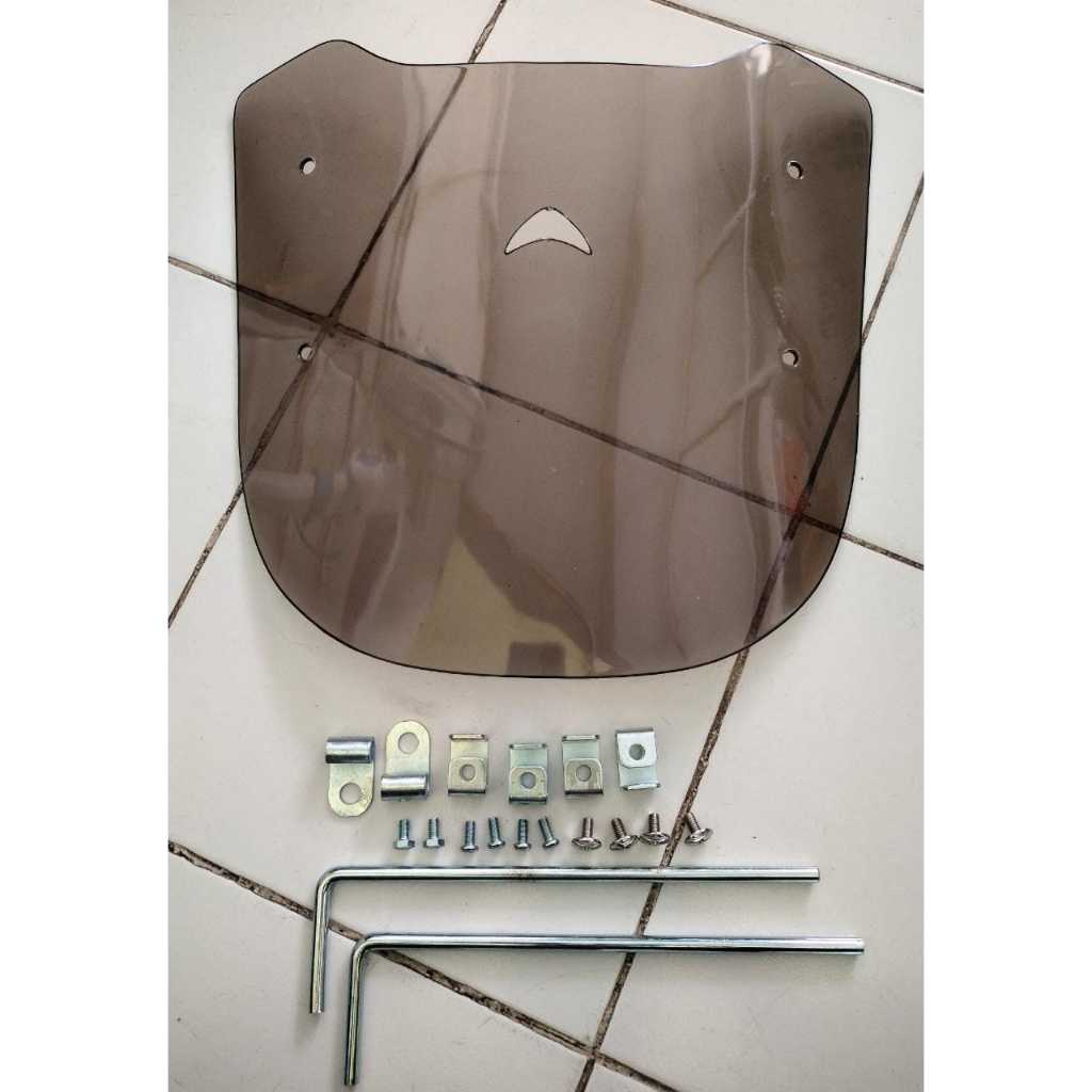 SCOOTER UNIVERSAL WIND SHIELD with BRACKET (SMOKE) (STOCK AT SARAWAK ...