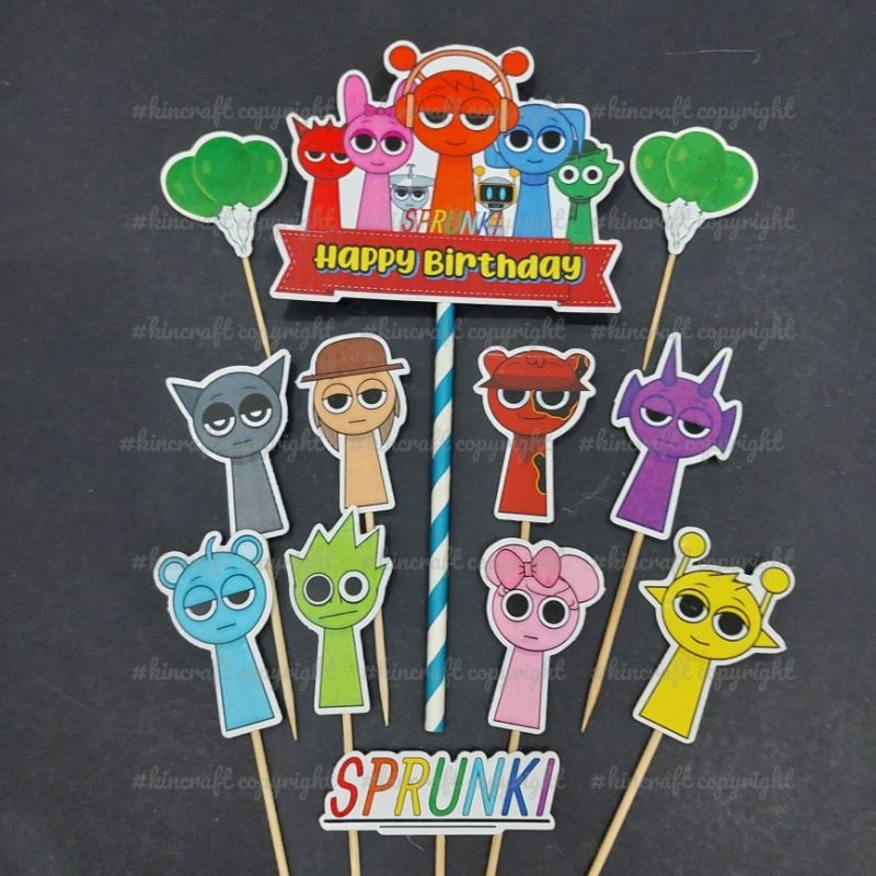 [Hot Item] Cake Topper Birthday - Sprunki | Shopee Malaysia