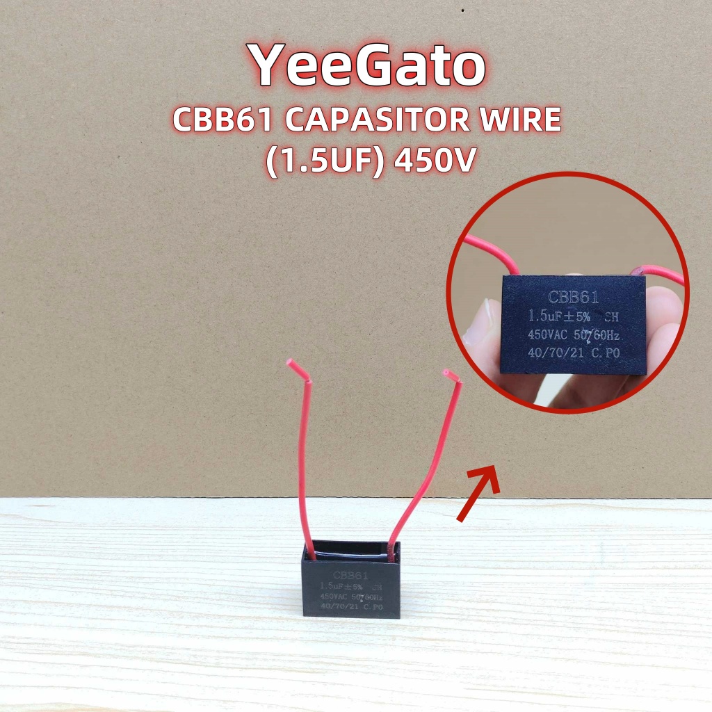 [1.5UF](CBB61)CAPACITOR WIRE 450V COMPRESSOR MOTOR STARTING FAN AIRCOND ...