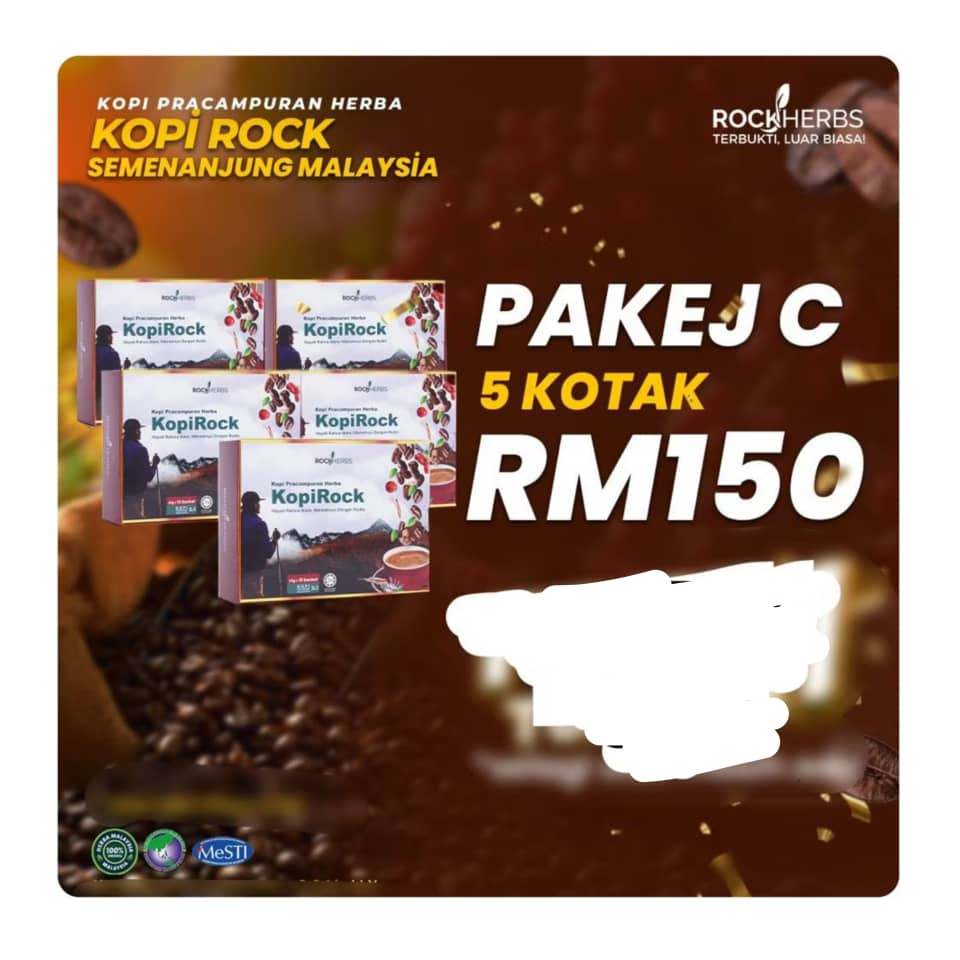 KOPI ROCK PAKEJ 5 KOTAK ( PACKAGING BARU DALAM POUCH BAG ) | Shopee ...