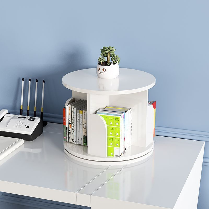 Desktop Rotating Bookshelf 360 Degrees Solid Wood Small Storage Shelves ...