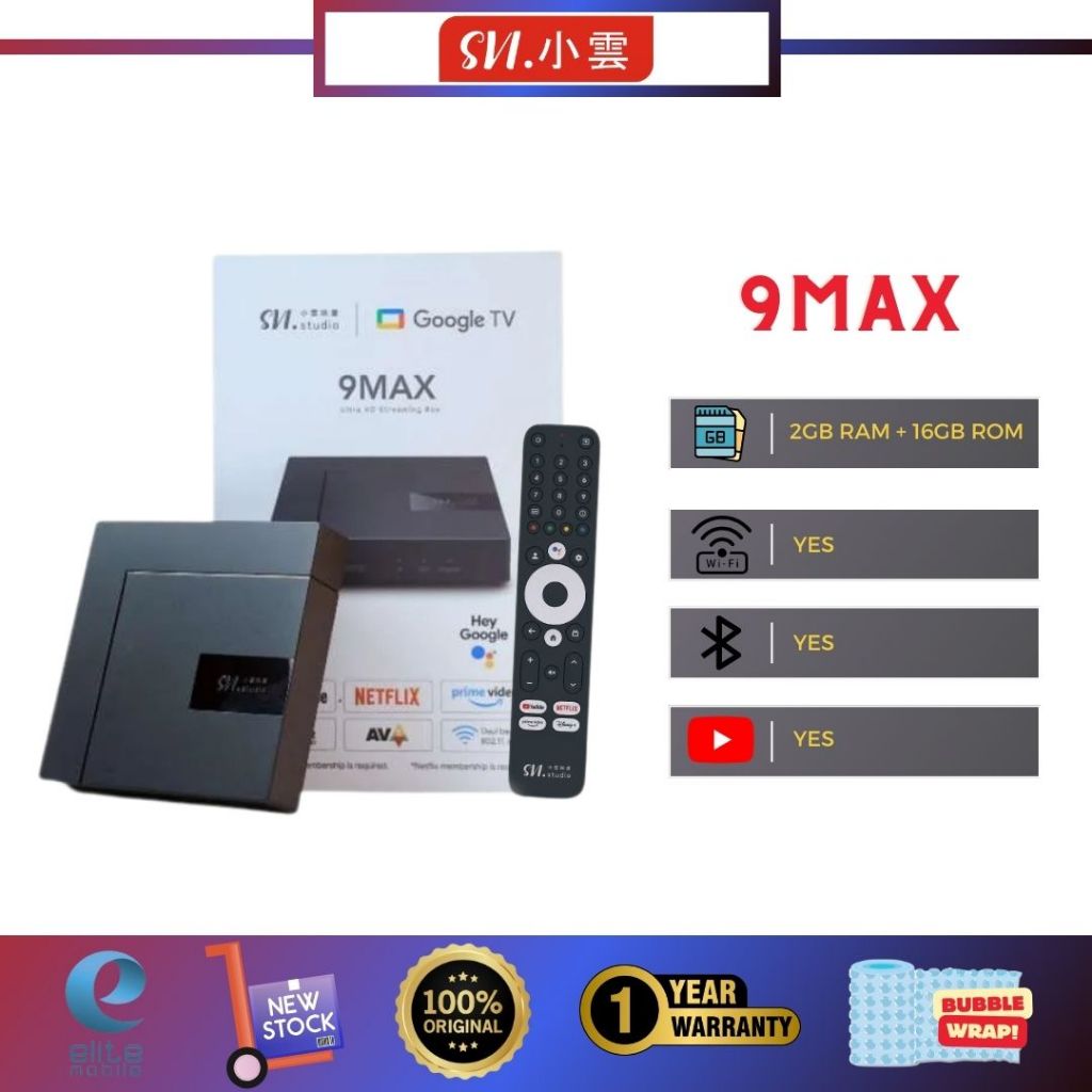 SVCLOUD 9MAX GOOGLE TV 2GB RAM+16GB ROM Free Lifetime Android12 Voice ...