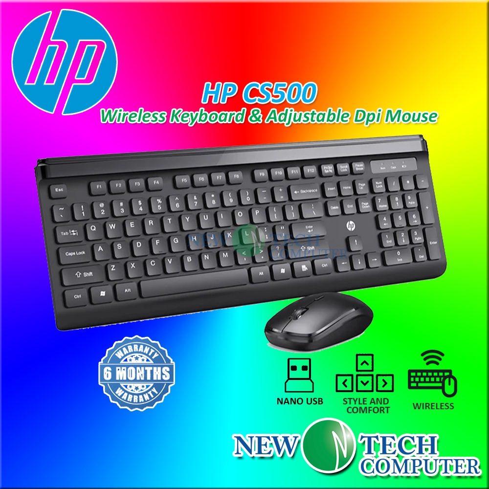 HP CS500 2.4GHZ WIRELESS KEYBOARD AND MOUSE COMBO WITH PLUG & PLAY, 104 ...