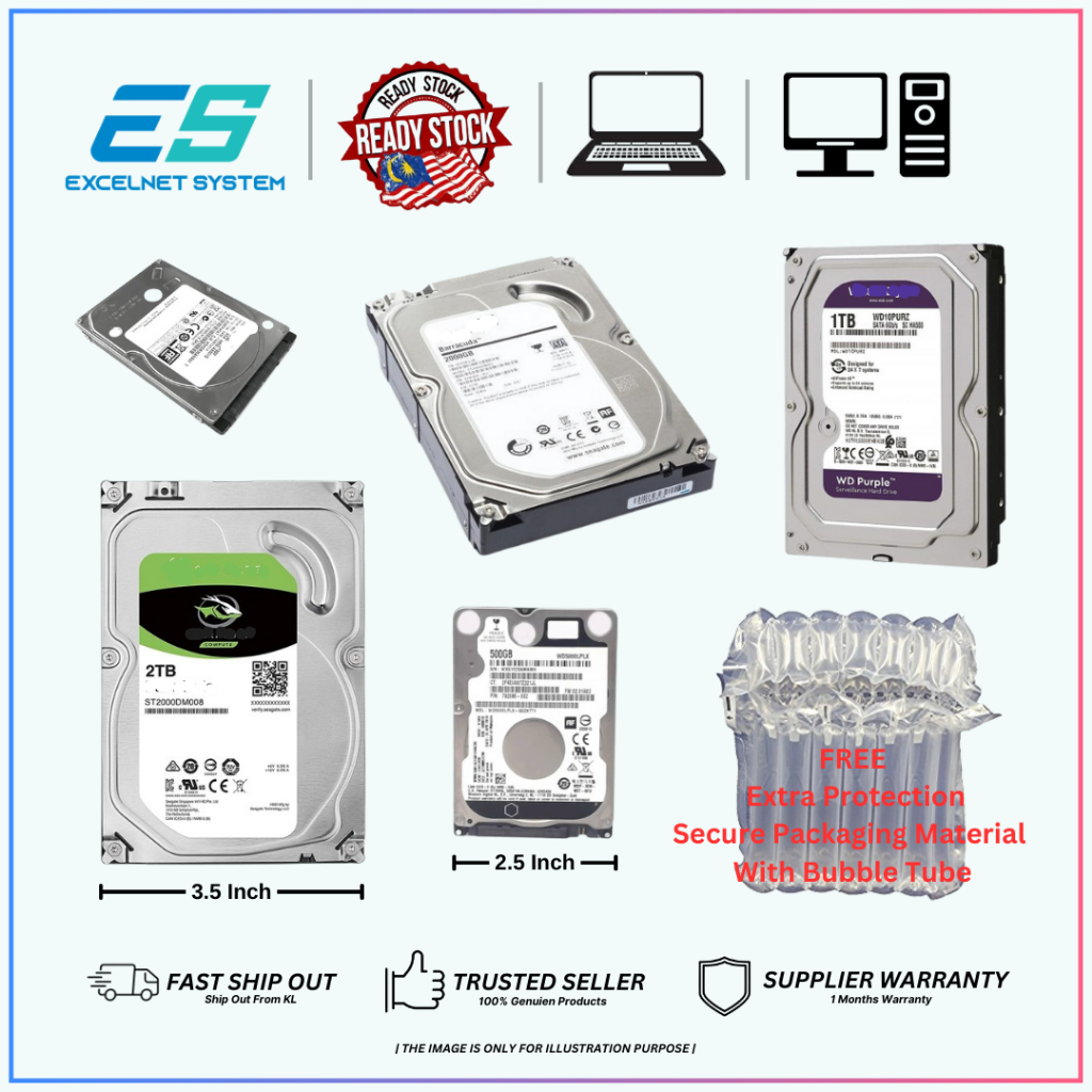 100% Tested 2TB 1TB 500GB Desktop Or Laptop Hard Drive Storage | Shopee ...