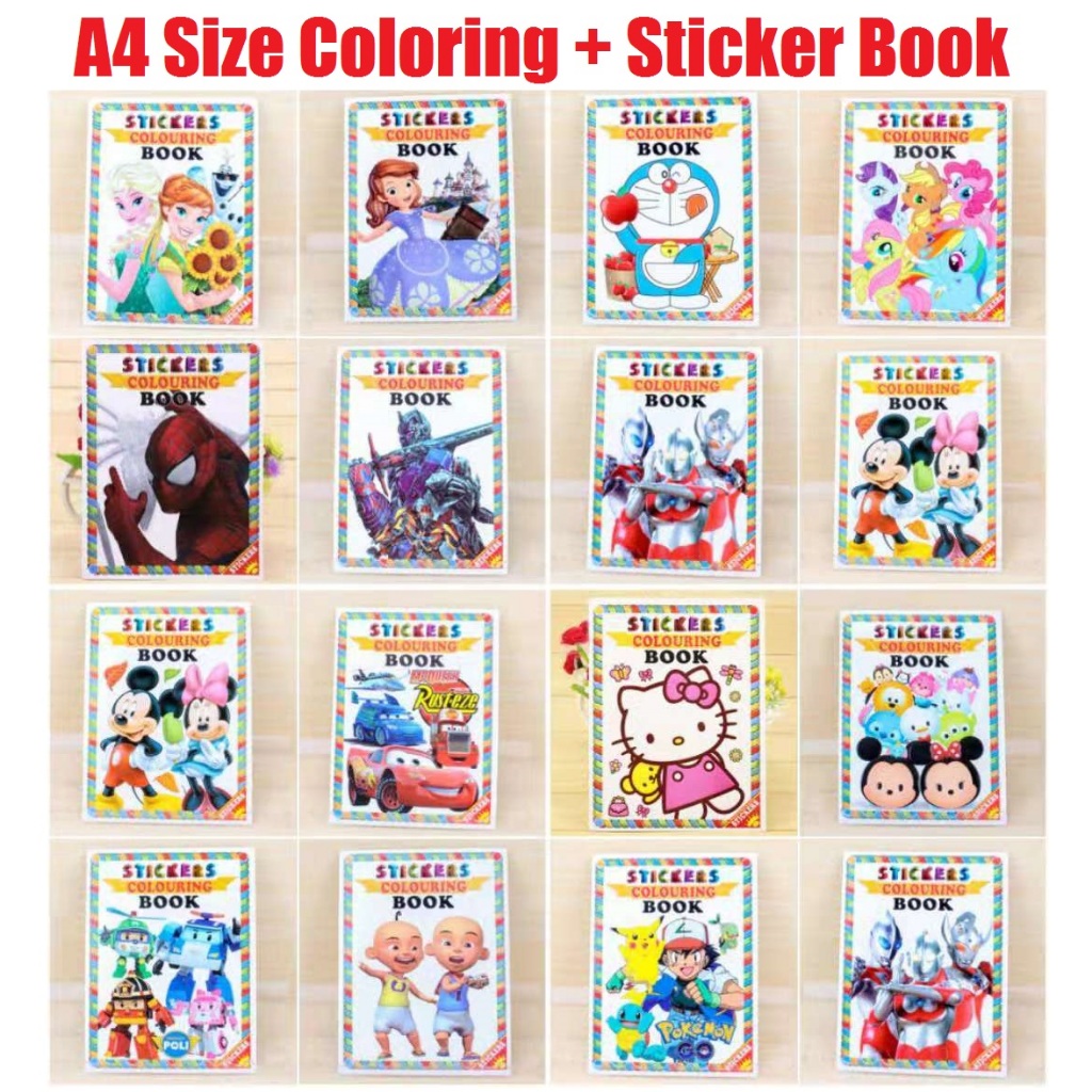Buku Sticker Warna A4 | A4 Colouring Stickers Book | Early Learning ...