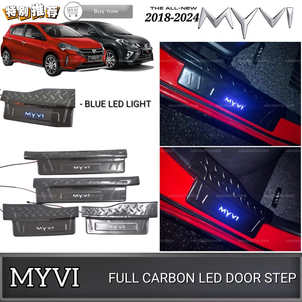 AMAZING PERODUA MYVI 2018-2024 CAR FULL CARBON LED DOOR STEP DOOR SIDE ...