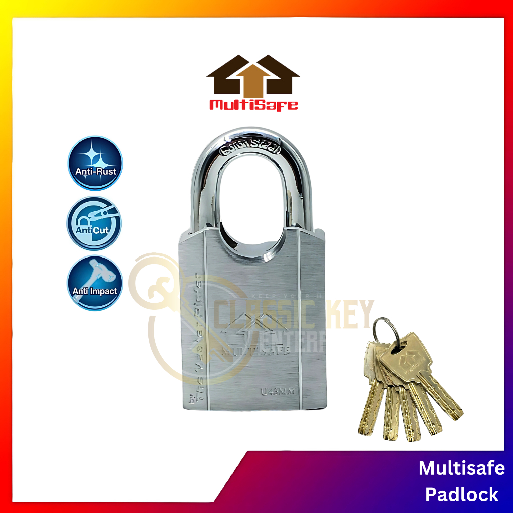 MULTISAFE PADLOCK 43MM - (ANTI-CUT / ANTI-RUST / ANTI-DRILL) | Shopee Malaysia