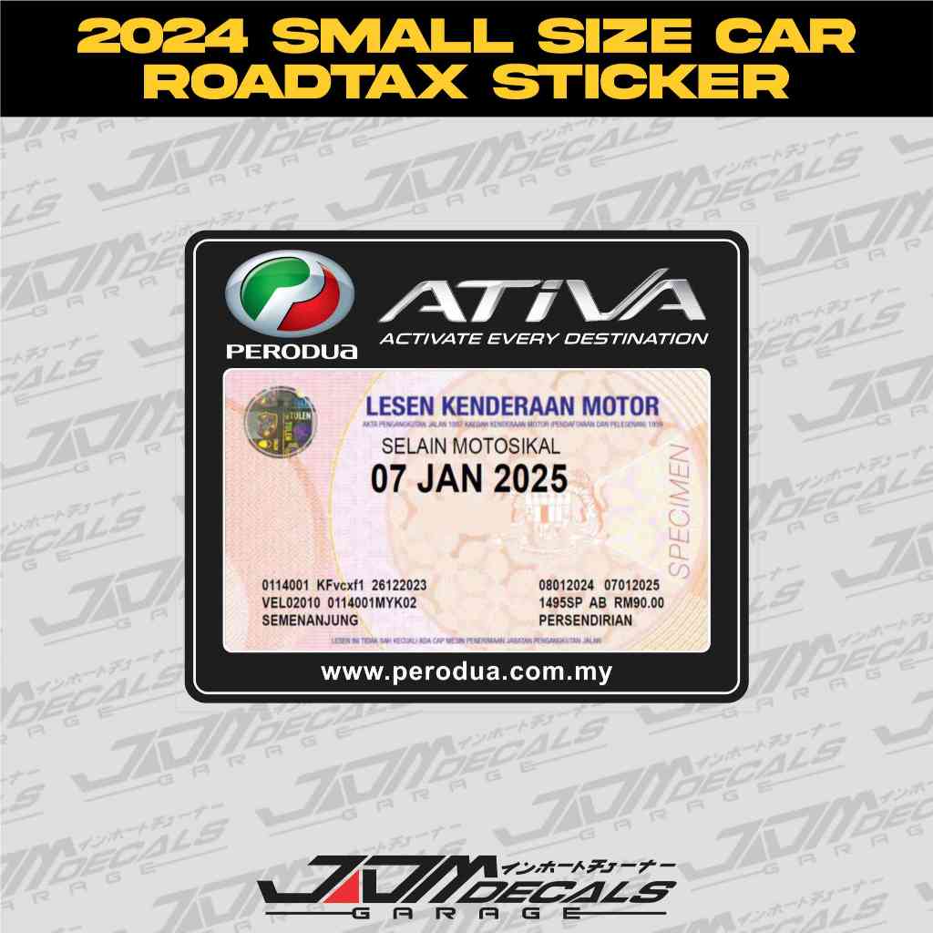 [2024 SMALL SIZE CAR ROADTAX STICKER] Perodua Ativa Windscreen Roadtax ...