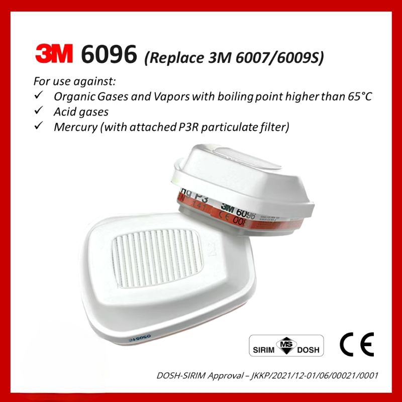3m 6096 ganicVapour & Acid Gases A1EHgP3R Filter/6009S | Shopee Malaysia