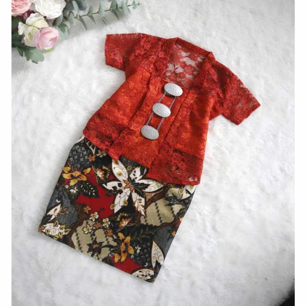 Oren Brick Kebaya budak kids Brick Orange baju raya 2025 anak comel ...