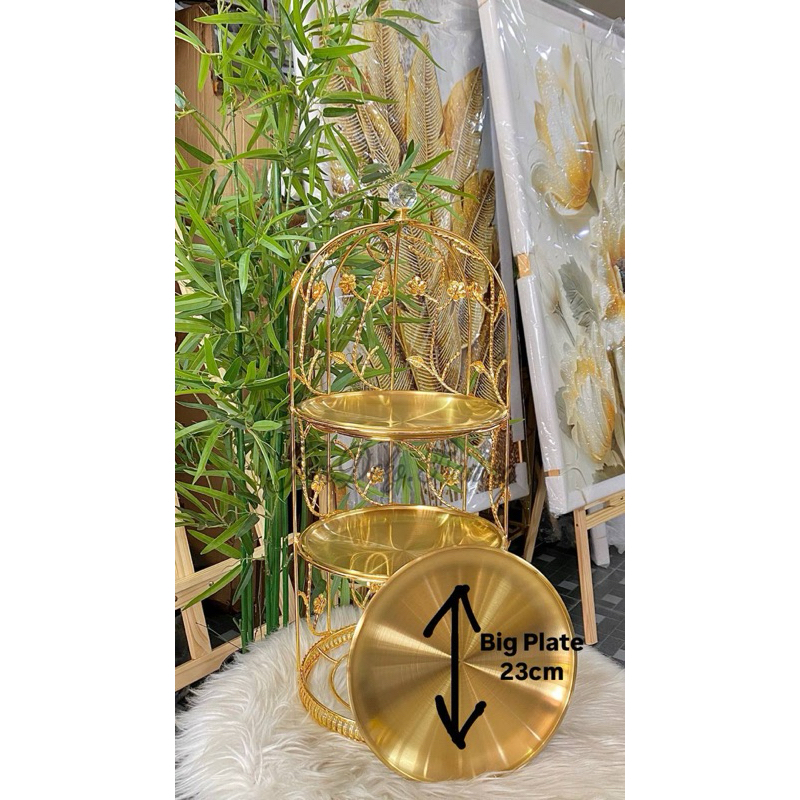 Dessert Tray GOLD BIG SAIZ Tier Fruit Holder Hi Tea Rack Sarang Burung ...