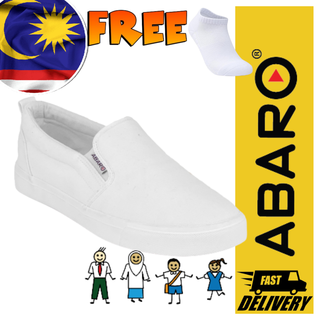 ABARO / Kasut Putih Sarung / Kasut Sekolah / White Shoes School / Low ...