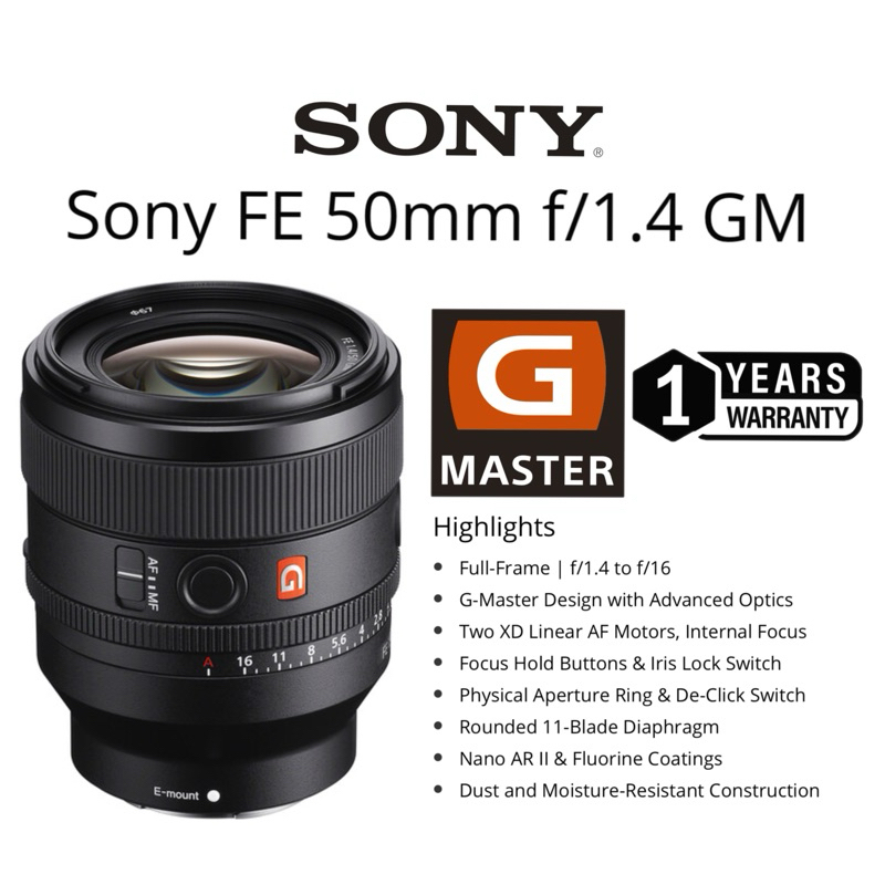 (READY STOCK)SONY FE 50MM F/1.4 GM LENS G MASTER ORIGINAL SONY GM 50MM ...