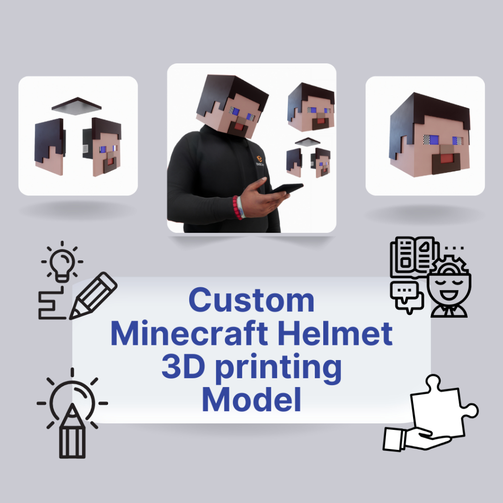 Custom 3D Design Minecraft Helmet/ 3D Printing/ Stl file/Obj file ...