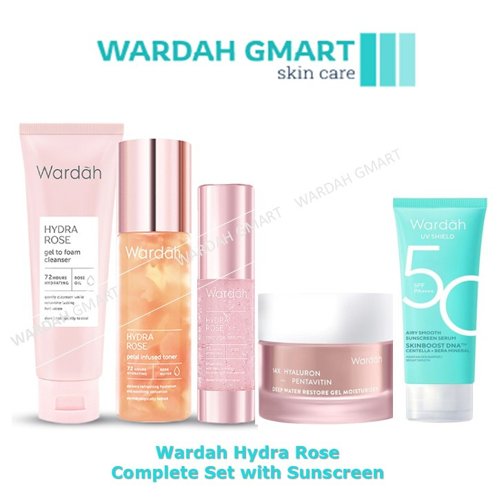 Wardah Hydra Rose Series complete set (Hydrating/Repair Skin Barrier ...