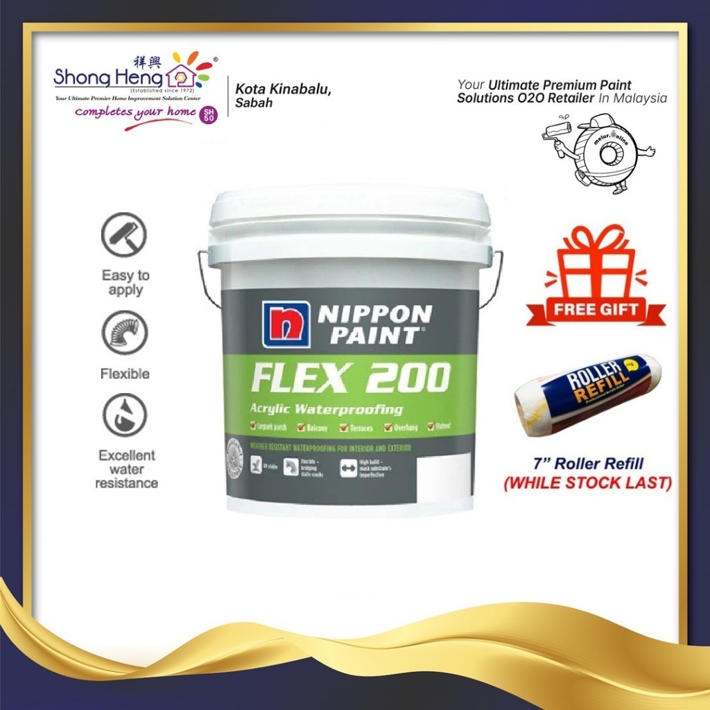 5KG Nippon Paint FLEX 200 Waterproofing - White / Grey | Shopee Malaysia