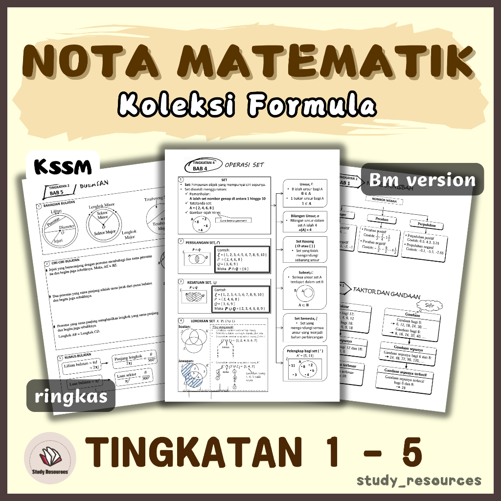 [SOFTCOPY PDF] Nota Matematik Koleksi Formula Matematik Tingkatan 1-5 ...